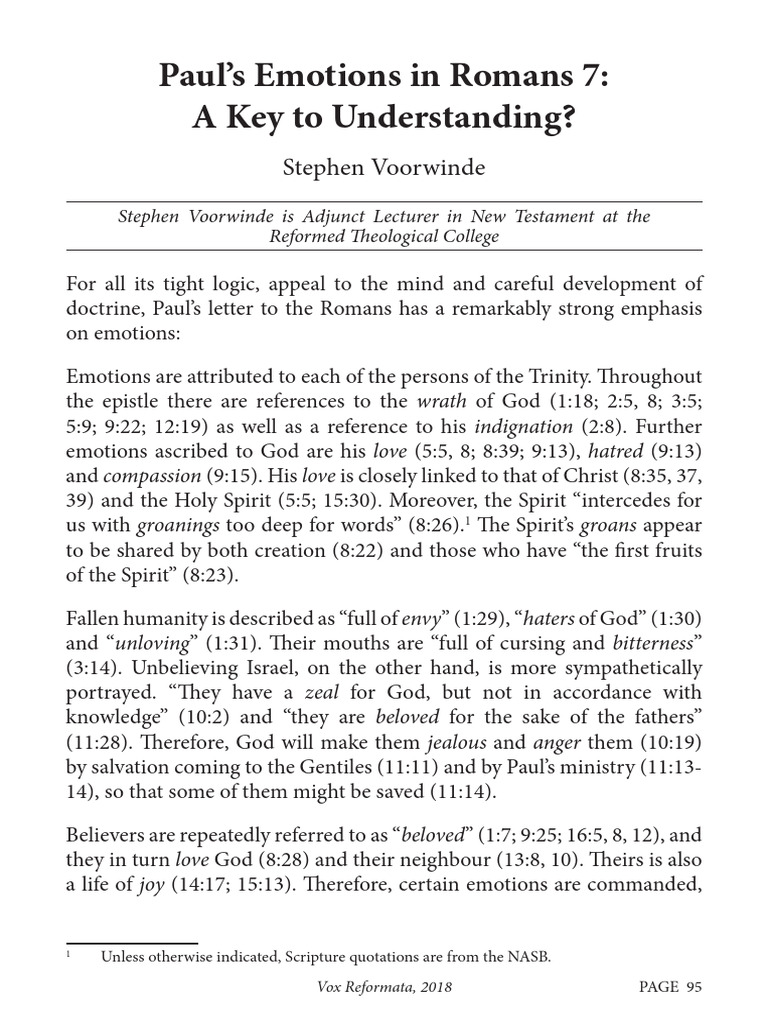 Pauls Emotions in Romans 7 2018 | PDF | Epistle To The Romans | Paul ...