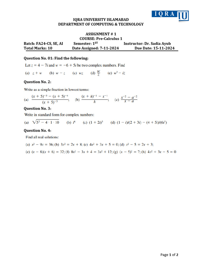 Assignment 1 | PDF