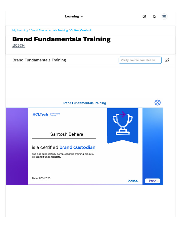 SuccessFactors Learning- Content Player for Brand Fundamentals Training ...