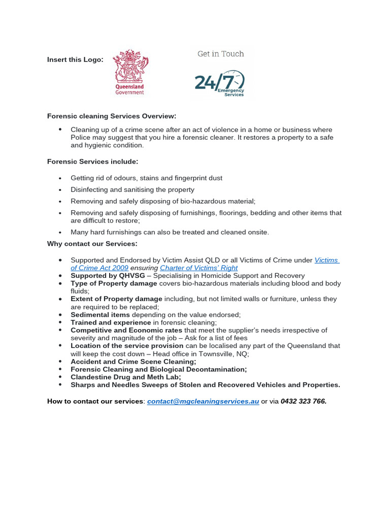 Flyer Concept Overview For Forensic Cleaning Services | PDF