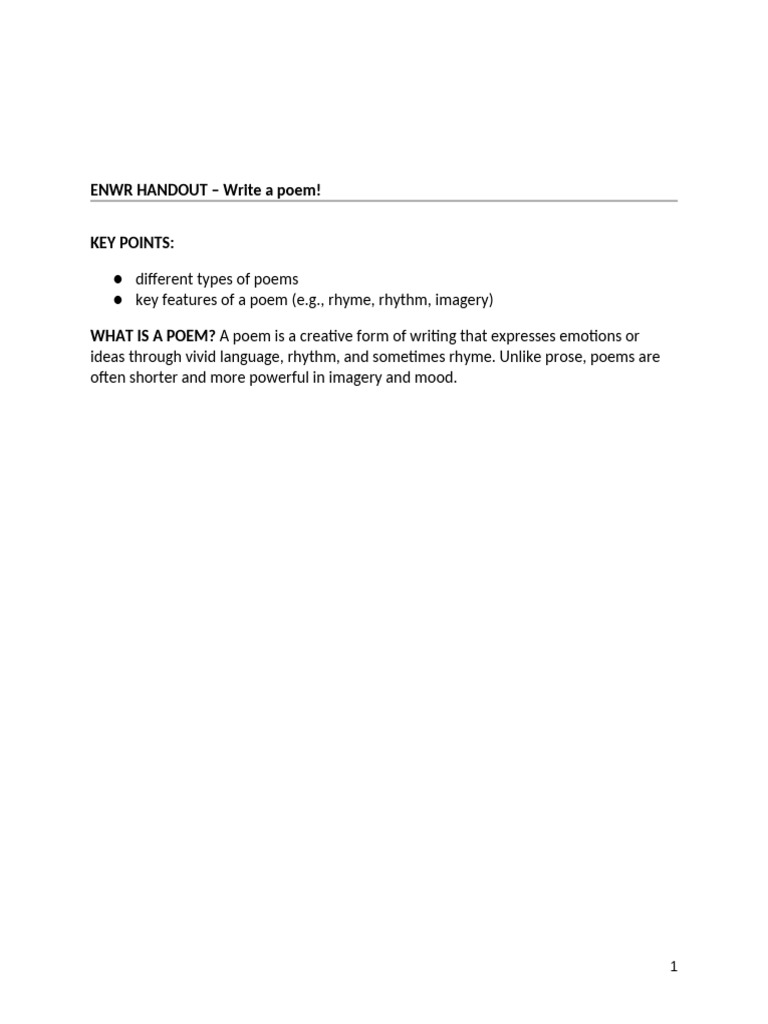 HANDOUT - Write A Poem | PDF
