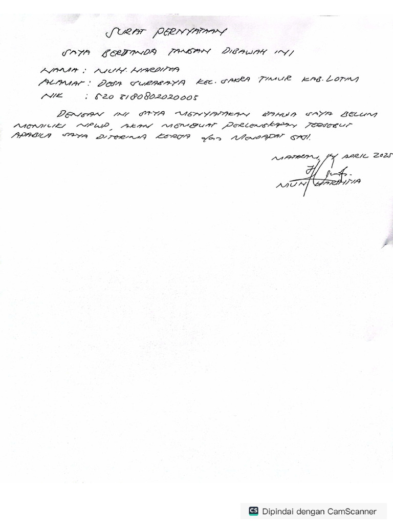 Contoh Surat Tidak Memiliki Sim | PDF