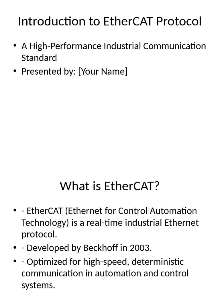 EtherCAT Protocol Presentation | PDF