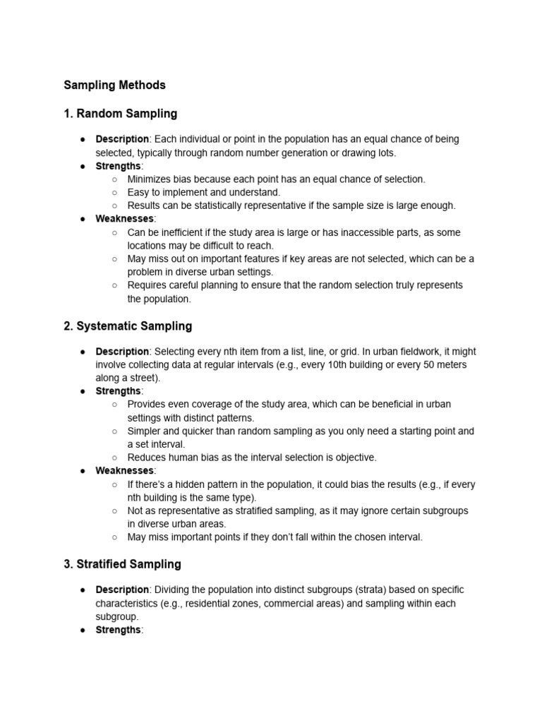 Sampling Data Igcse Geography Pdf Sampling Statistics Methodology