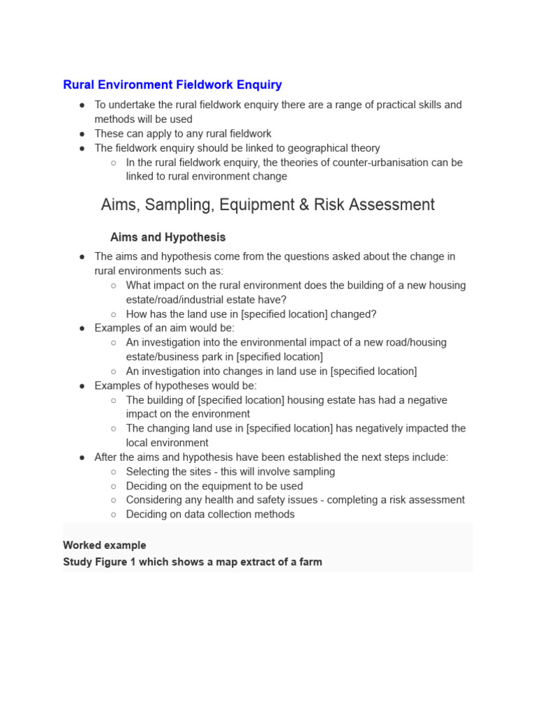 Rural Environment Fieldwork Enquiry | PDF | Sampling (Statistics ...