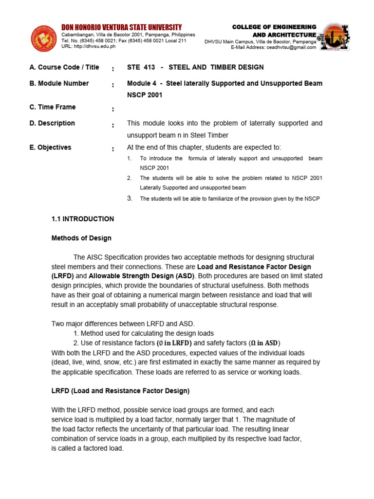 STE 413 (AR) - M4 - Steel Laterally Supported Beams | PDF | Bending ...