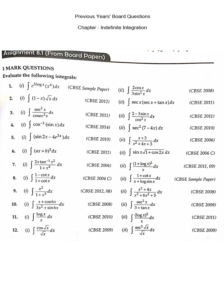 NCS_Maths-Assignment - Integrals-18-08-2022_2090947149 | PDF