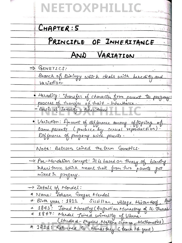 Principle of Inheritance and Variation | PDF