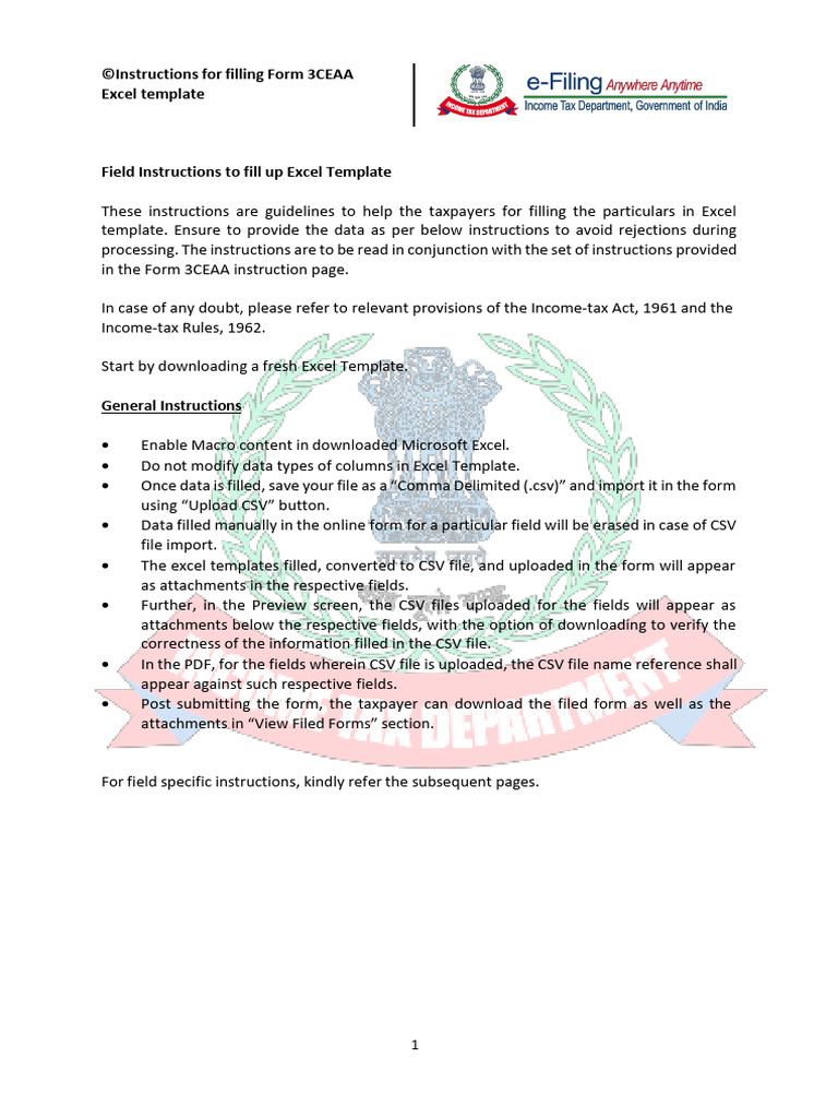 Form3CEAA Instructions | PDF | Comma Separated Values | Microsoft Excel
