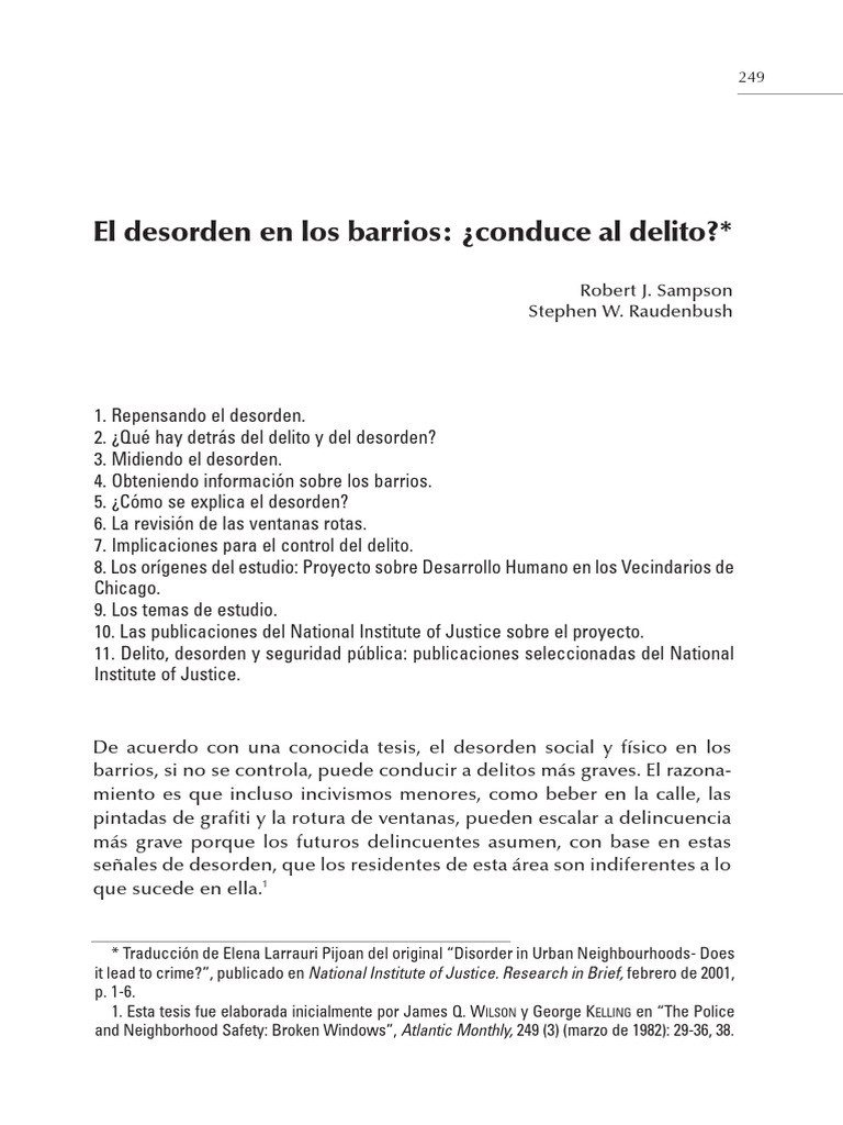 Desorden en Barrios y Delito: Análisis | PDF | Robo | Pobreza