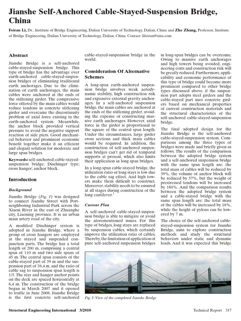 Jianshe Self-Anchored Cable-Stayed-Suspension Bridge, china | PDF ...