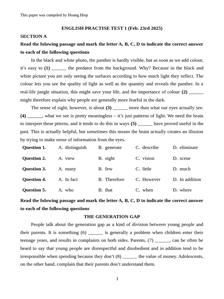 English Practise Test 1 | PDF | Artificial Intelligence | Intelligence ...