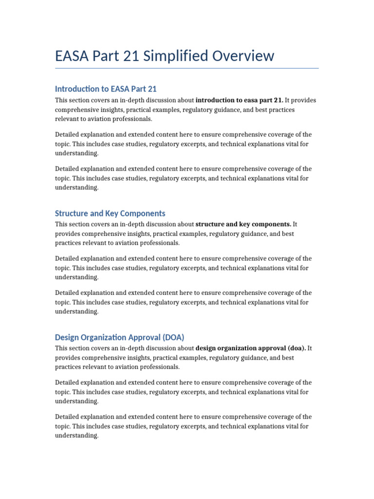 EASA Part 21 Simplified Overview_detailed | PDF