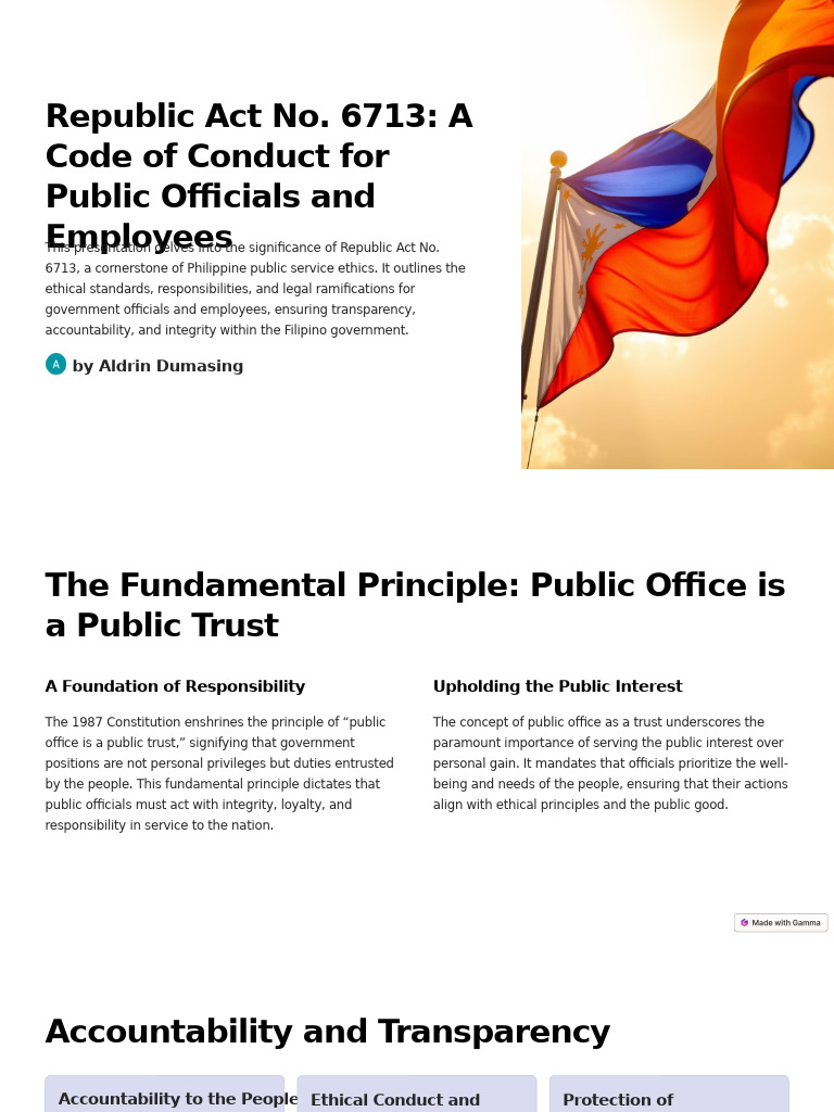 Republic Act No 6713 A Code of Conduct For Public Officials and ...