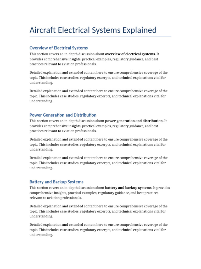 Aircraft Electrical Systems Overview | PDF