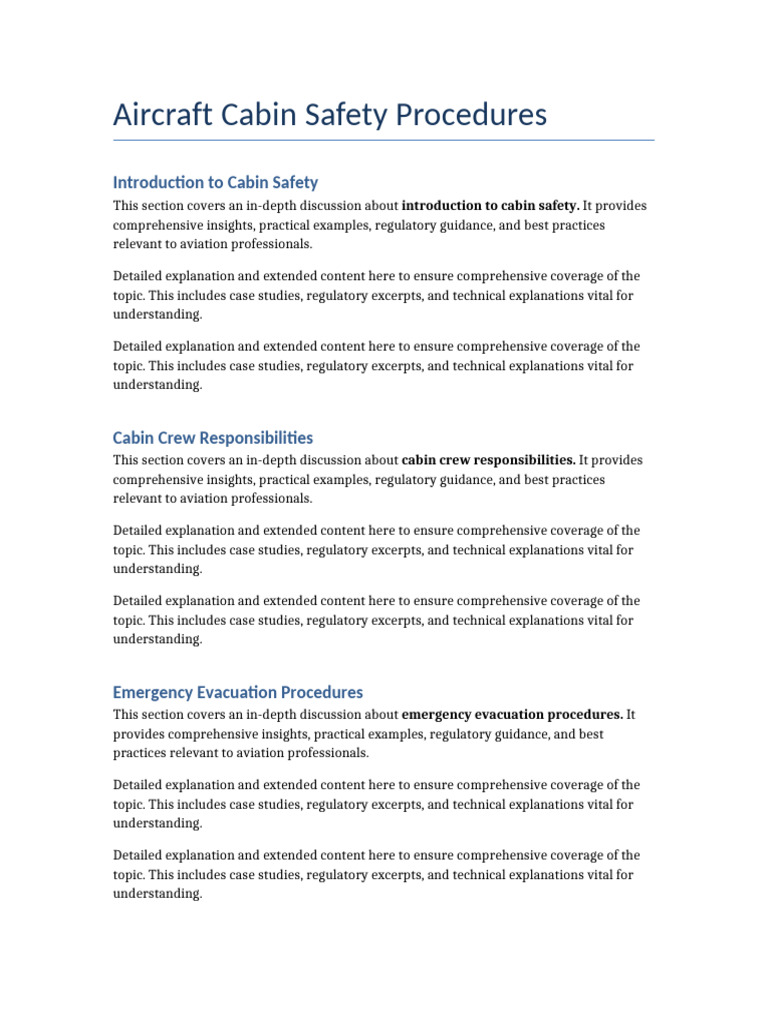 Aircraft Cabin Safety Procedures - Detailed | PDF | Flight Attendant ...