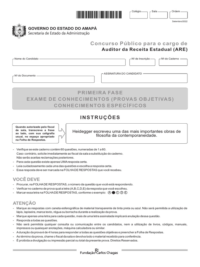 Prova SEFAZ AP 2022 FCC | PDF | Custo