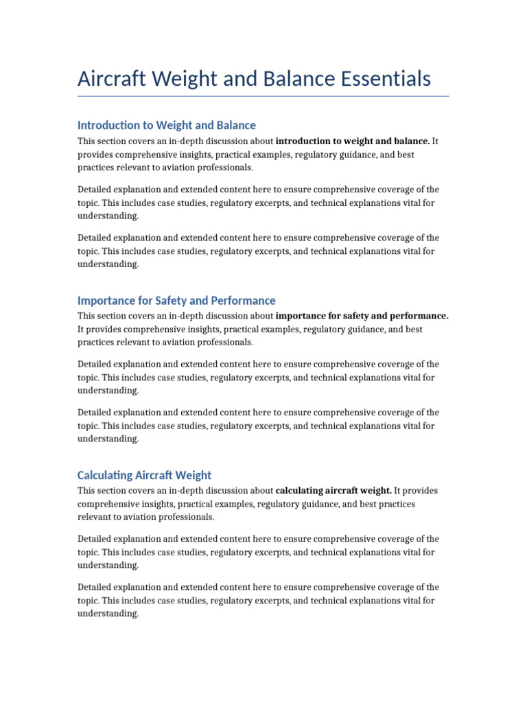 Aircraft Weight and Balance Essentials_detailed | PDF