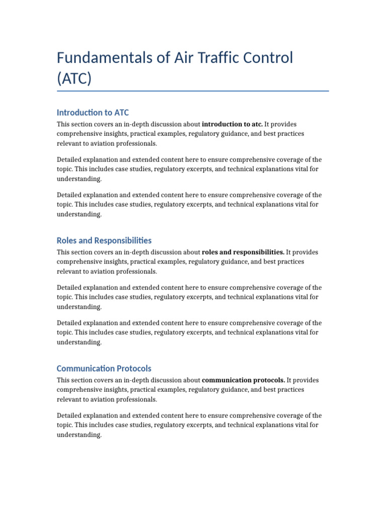 Fundamentals of Air Traffic Control (ATC) - Detailed | PDF | Air ...