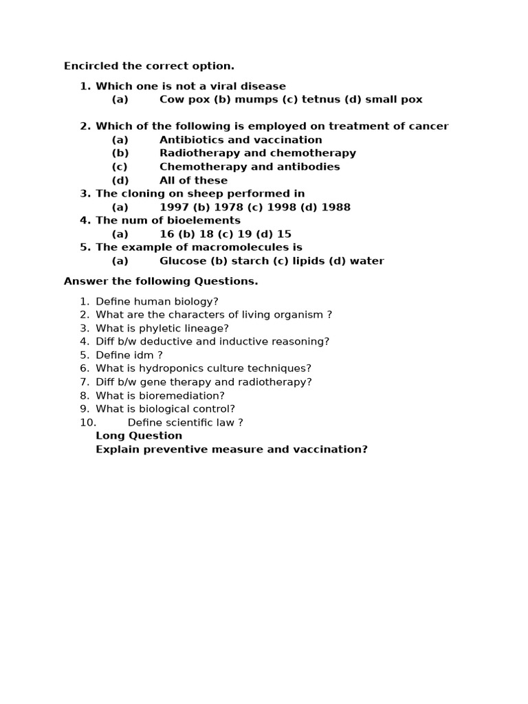 1st Year Bio Chap 1 | PDF