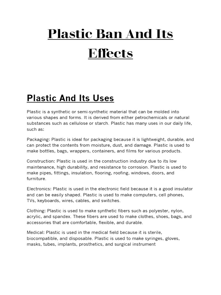 Plastic Ban: Environmental and Economic Impact | PDF | Plastic | Pollution