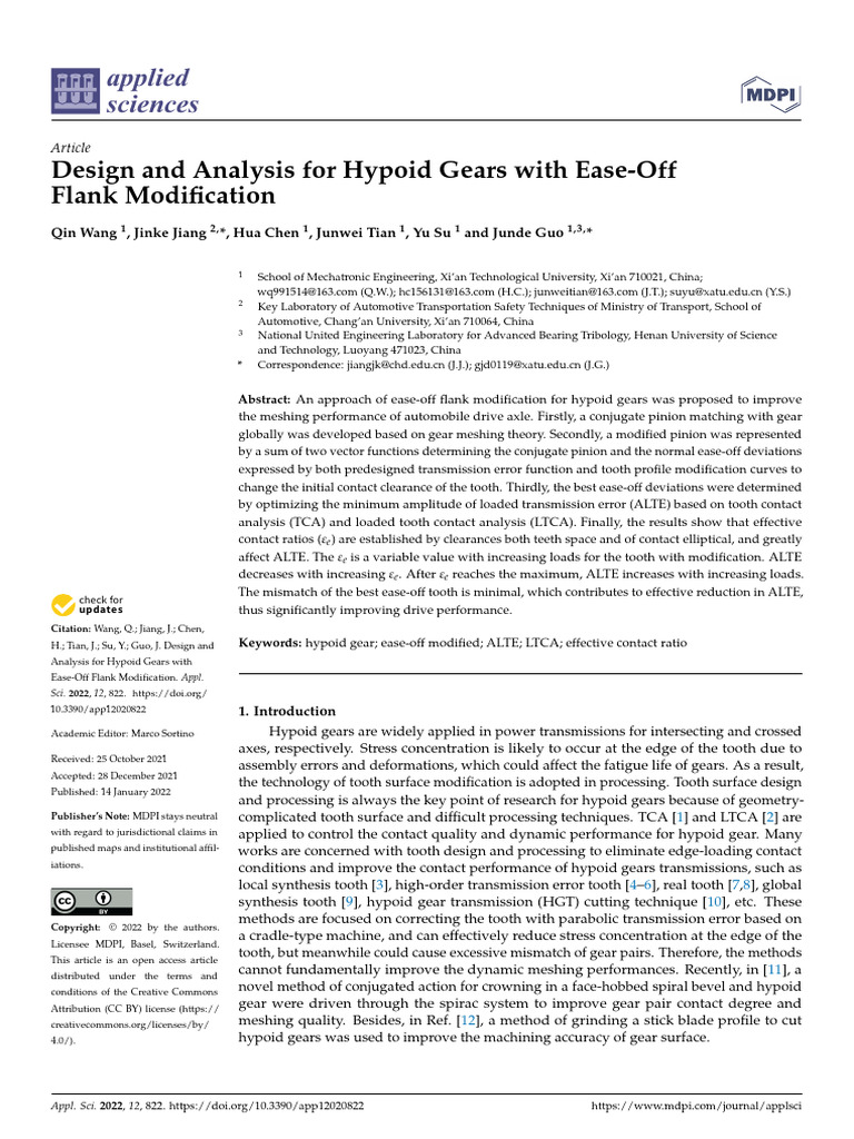 Design and Analysis For Hypoid Gears With Ease-Off | PDF | Gear ...