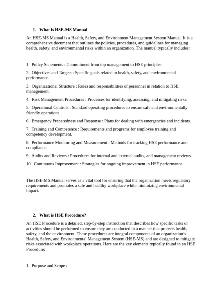 HSE Management System Overview | PDF | Risk | Occupational Safety And ...