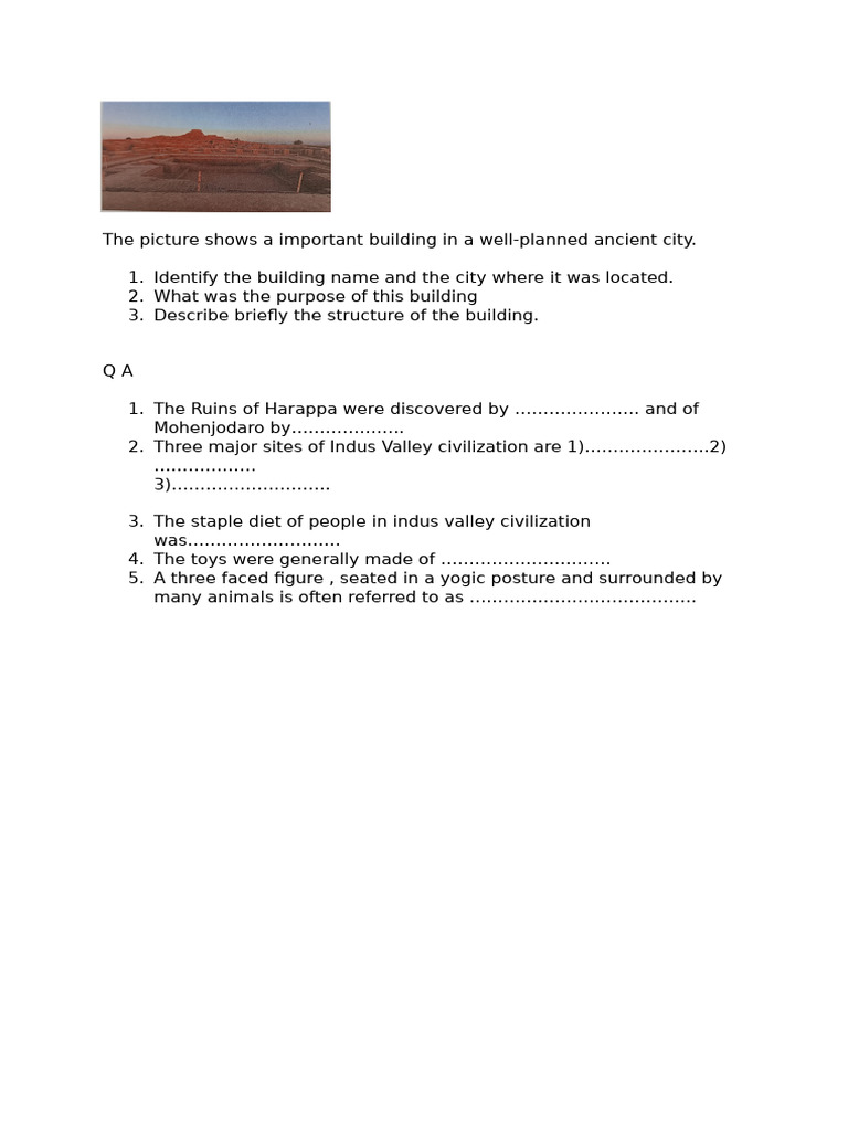 Indus Valley - Questions | PDF
