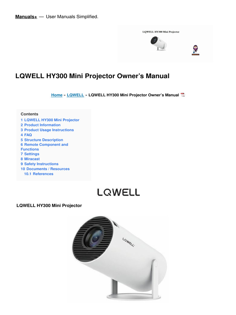 Hy300 Mini Projector Manual | PDF | Bluetooth | Qr Code