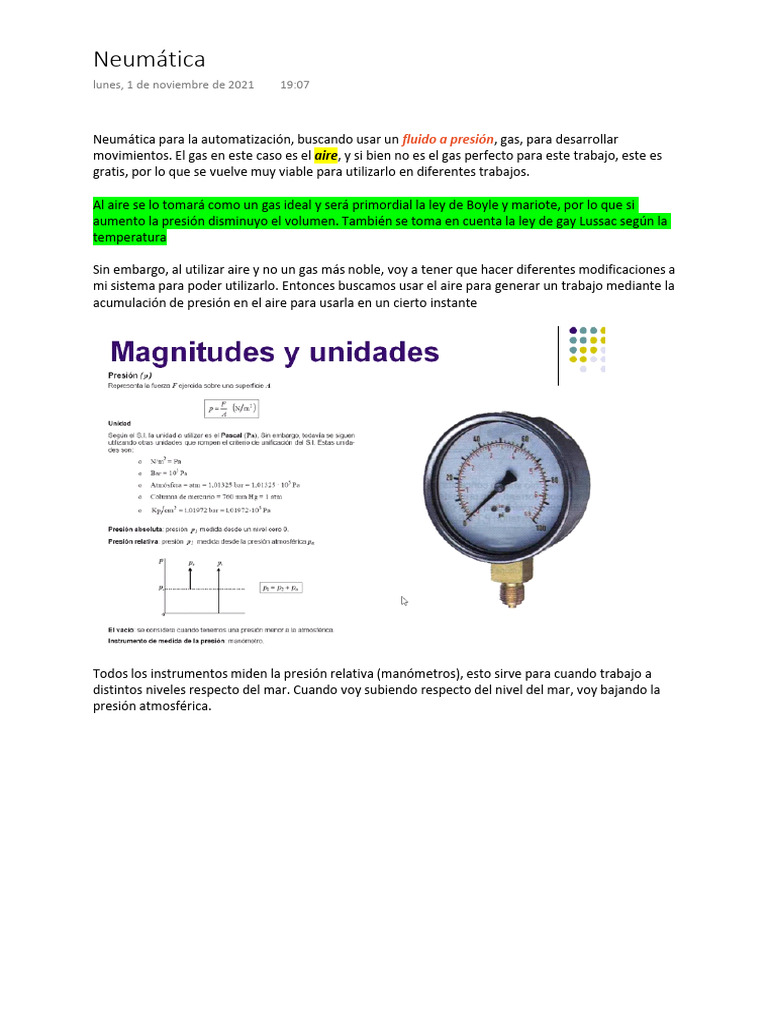 Neumática | PDF | Gases | Presión