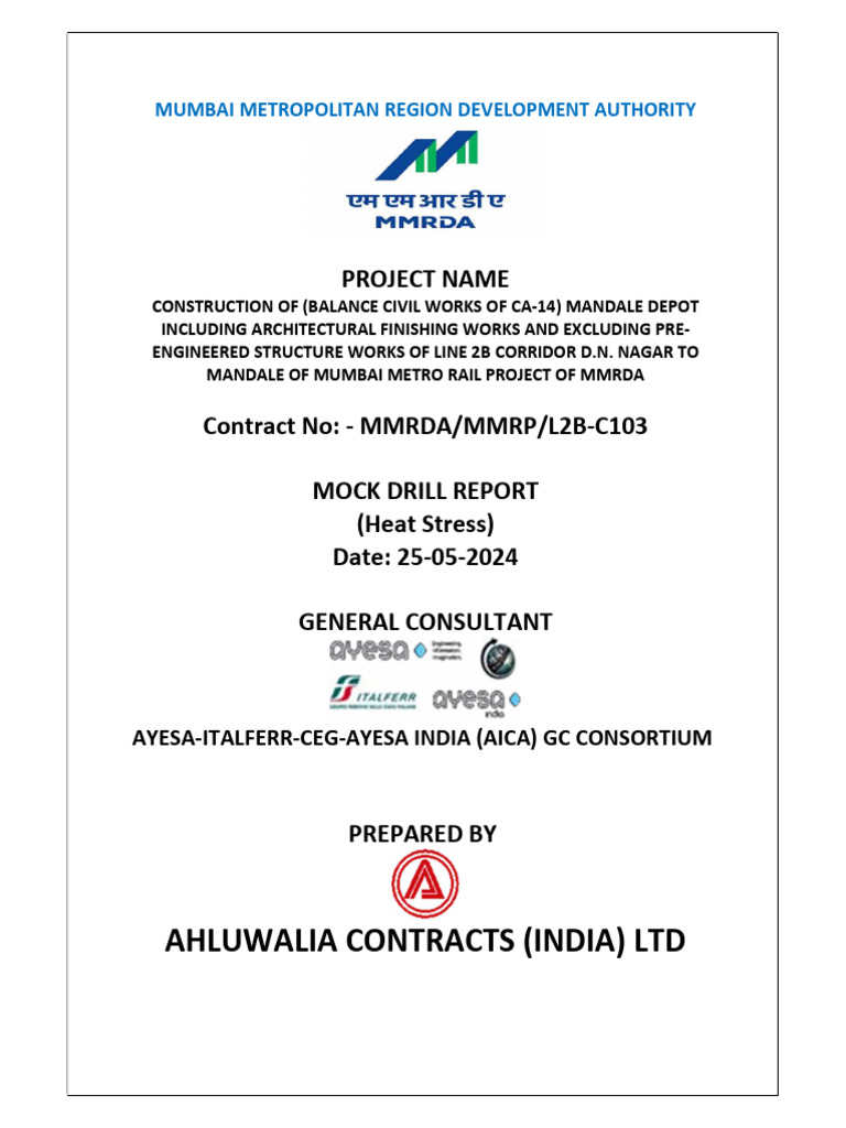 Heat Stress Mock Drill Report 2024 | PDF | First Aid | Occupational ...