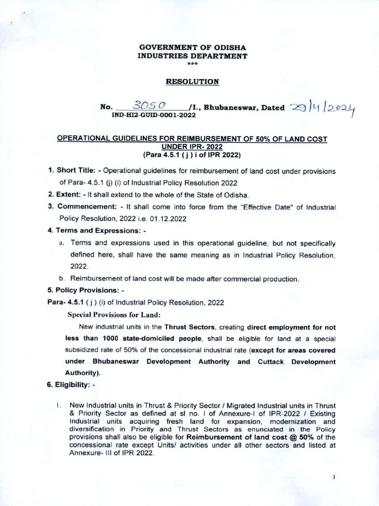 Reimbursment of Land Cost | PDF