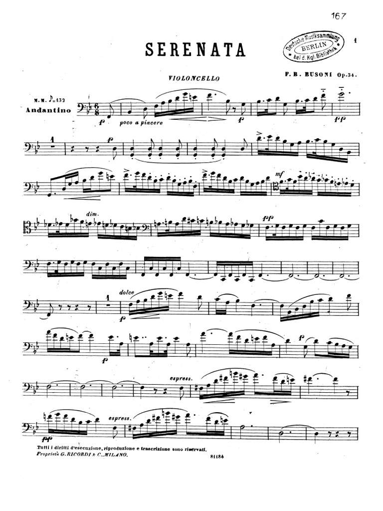 Busoni, Ferruccio, Serenata, Op.34, Cello 2 | PDF