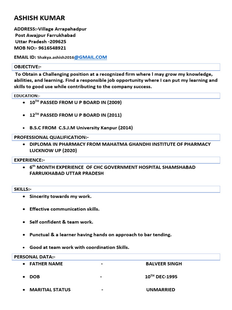 ASHISH KUMAR RESUME | PDF