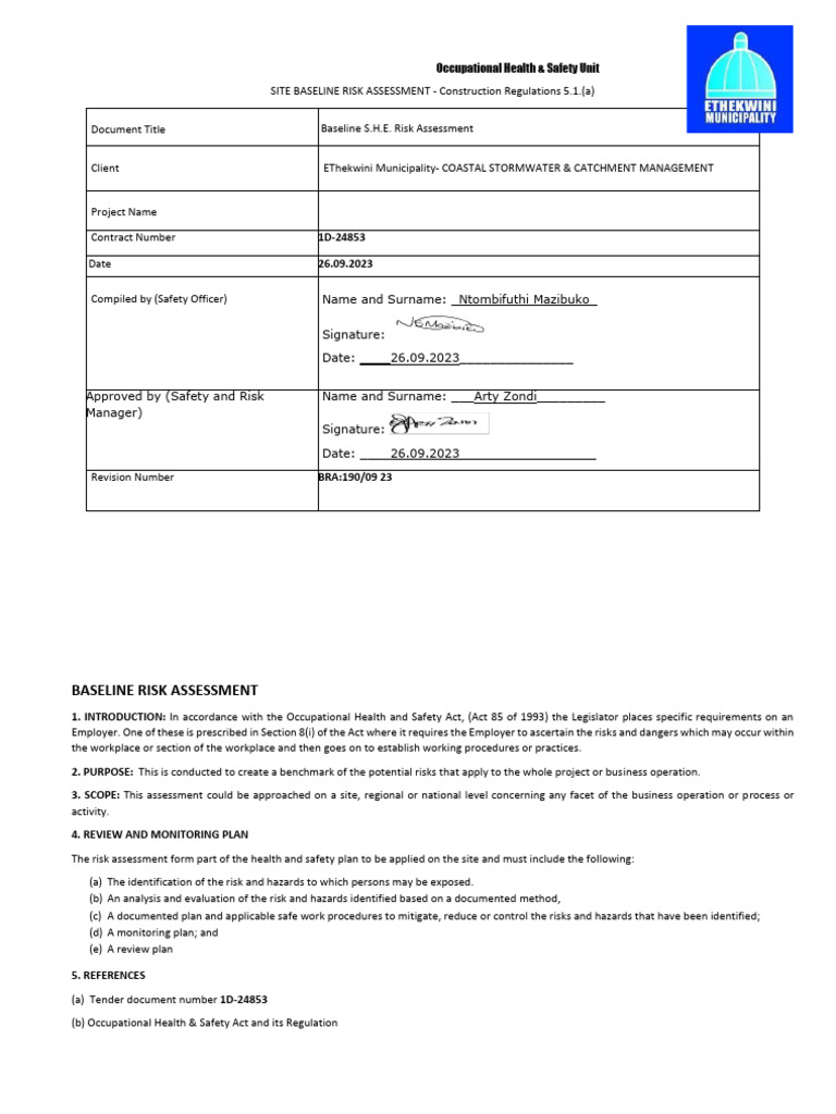 1D24853 - Baseline Risk Assessment | PDF | Personal Protective ...