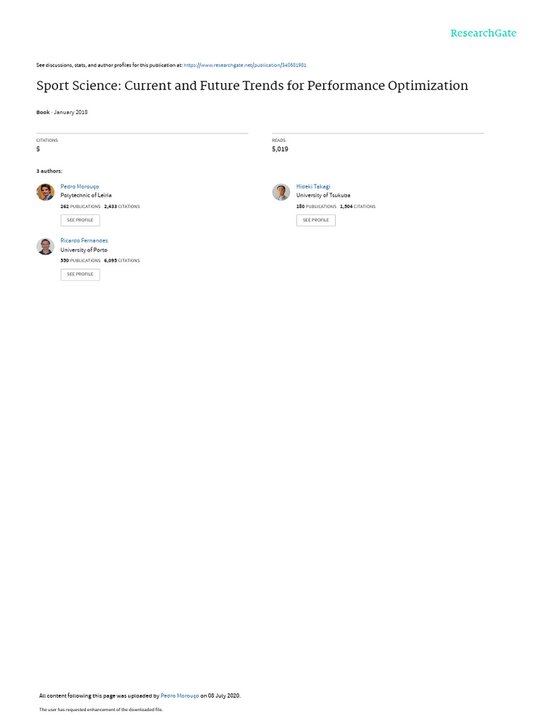 Sport Science Current and Future Trends For Performance Optimization ...