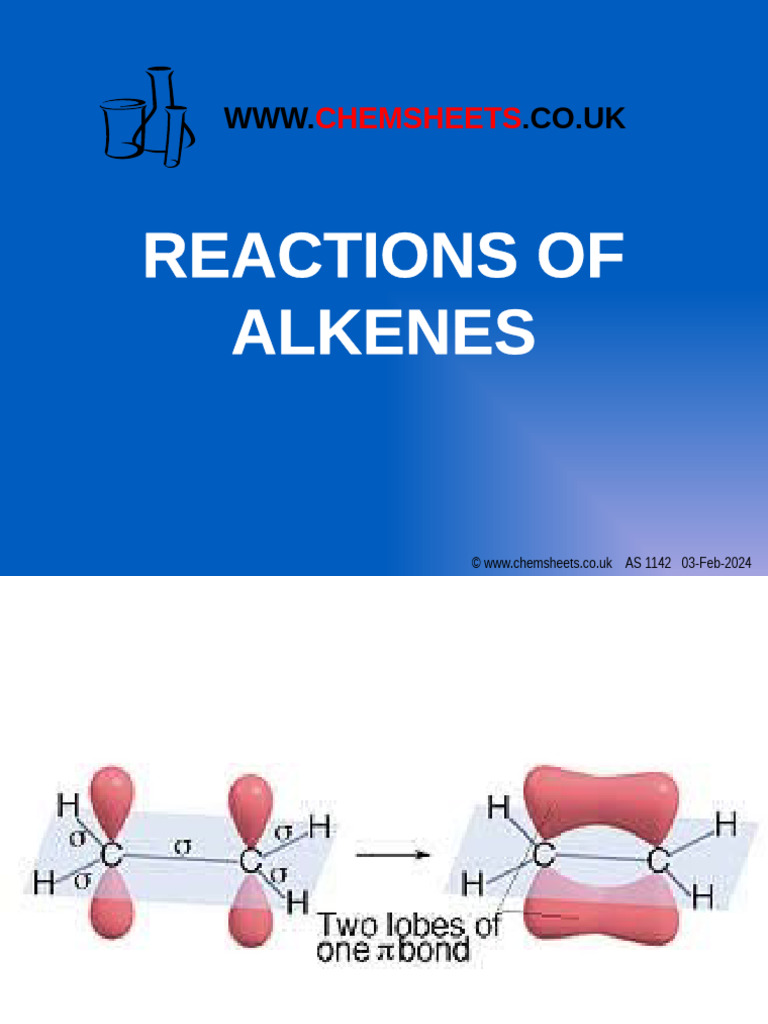 Chemsheets As 1142 Reactions of Alkenes | PDF | Organic Chemistry | Chemistry