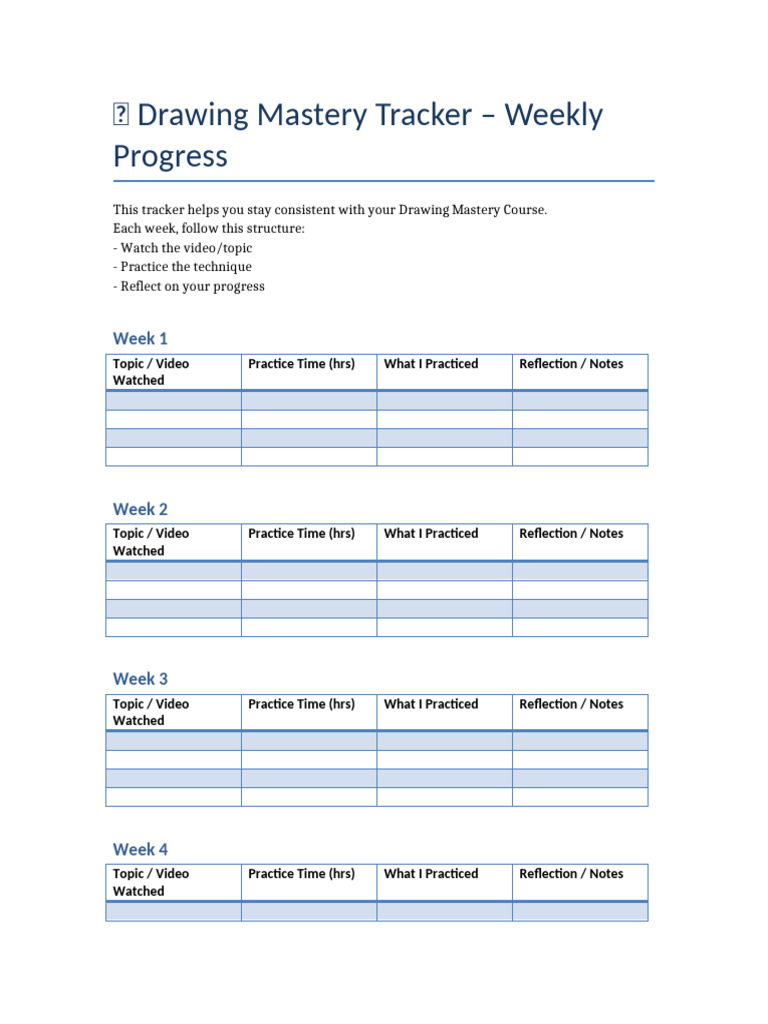 Drawing Mastery Tracker | PDF