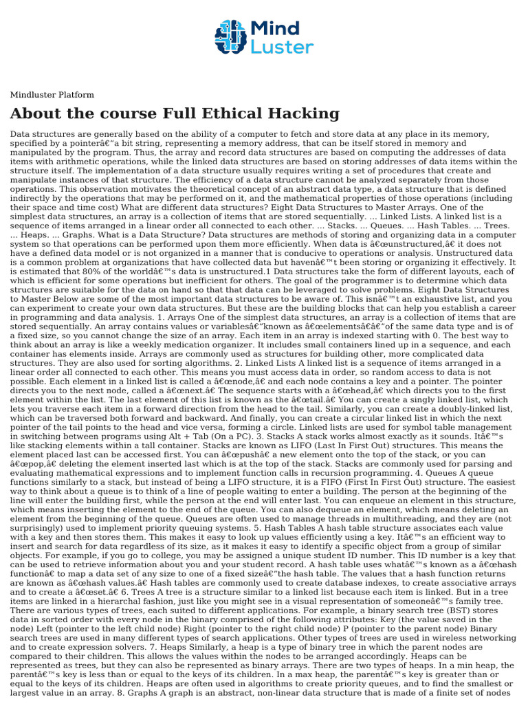 Full Ethical Hacking Course Content | PDF | Data Structure | Queue ...
