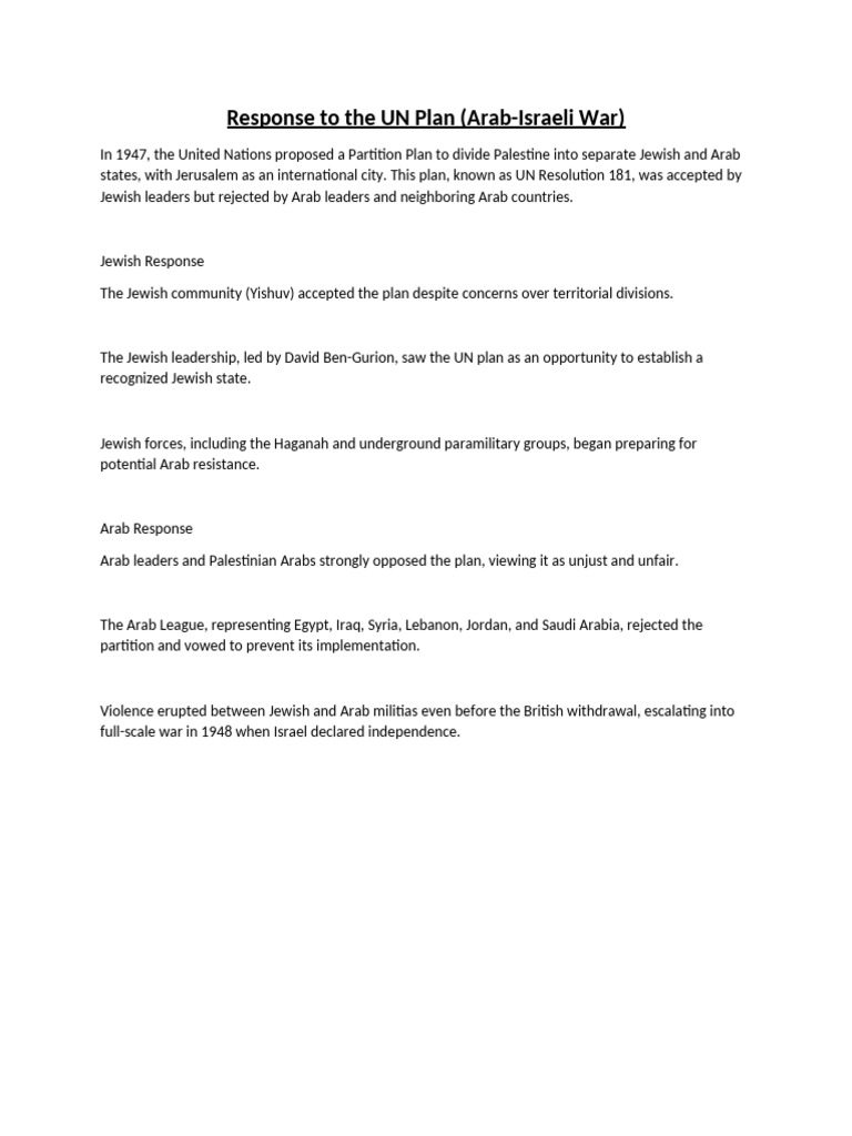 Response to the UN Plan | PDF