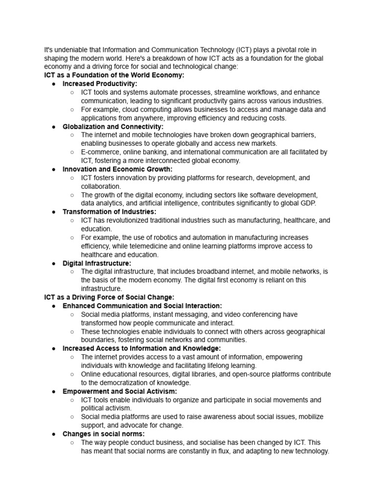 Impact of ICT on Economy and Society | PDF | Information And ...
