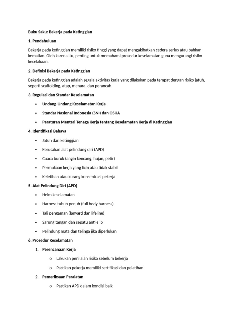 Buku Saku Bekerja Pada Ketinggian | PDF