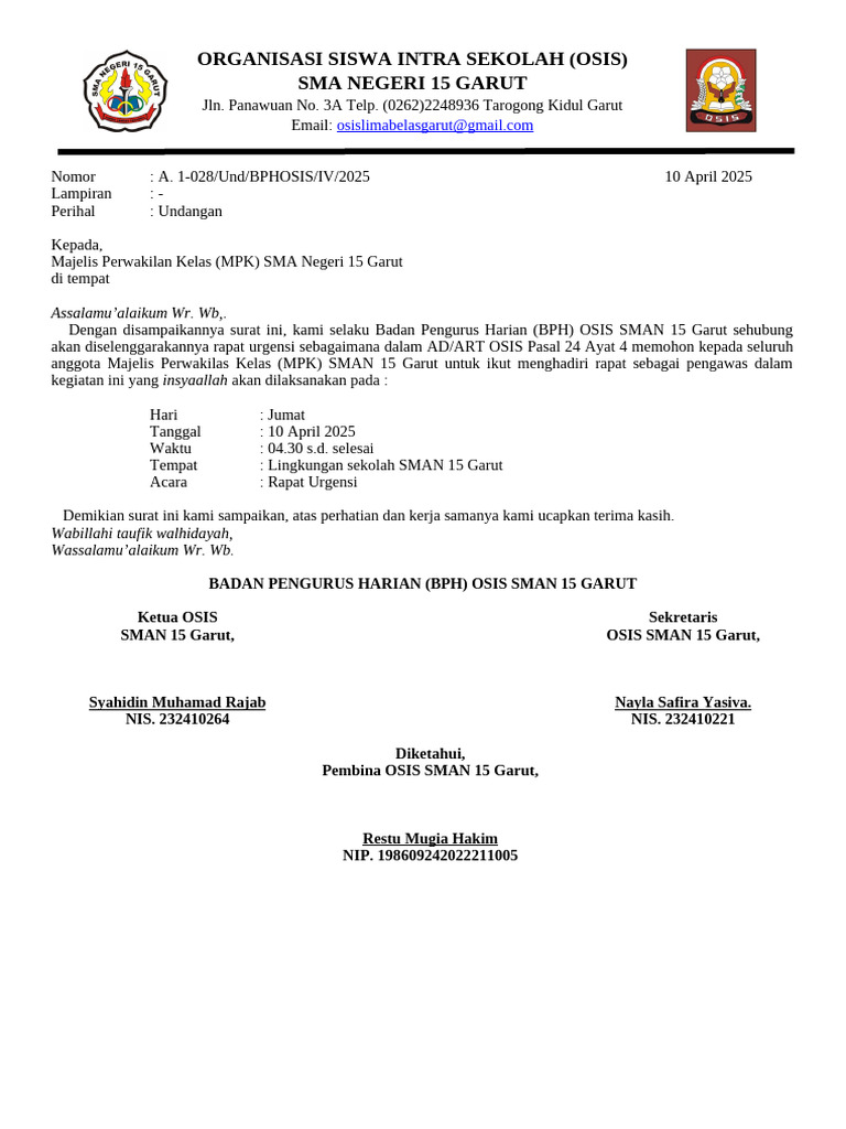 SURAT UNDANGAN (MPK) Mpls 2023 | PDF