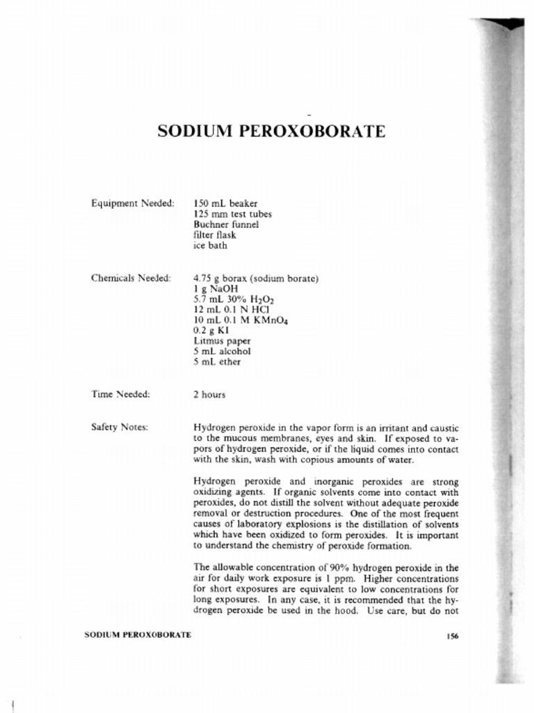Sodium Peroxoborate - Laboratory Handout PDF | PDF