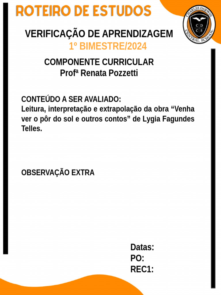 Roteiro de Estudos - 7ano-Lp3 - 1 Bim (1) | PDF