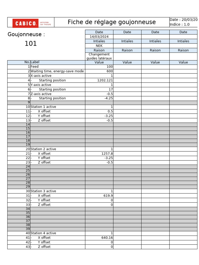 Fiche de réglage goujonneuse 101 | PDF | Orthogonality | Analytic Geometry