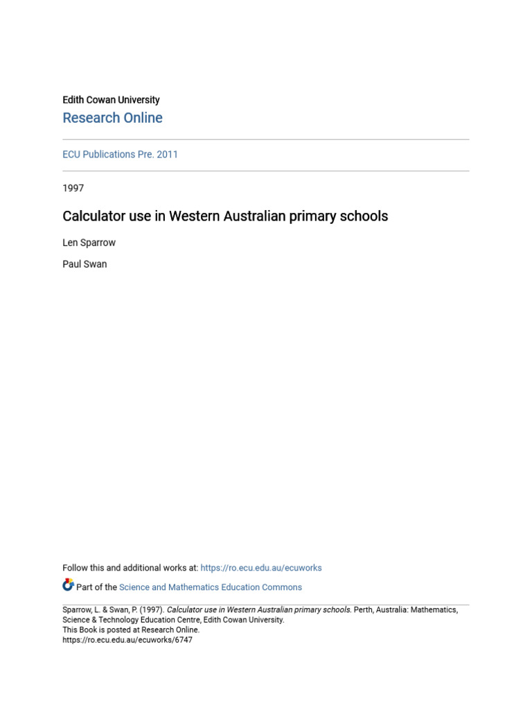 -Calculator Use in Western Australian Primary Schools | PDF ...