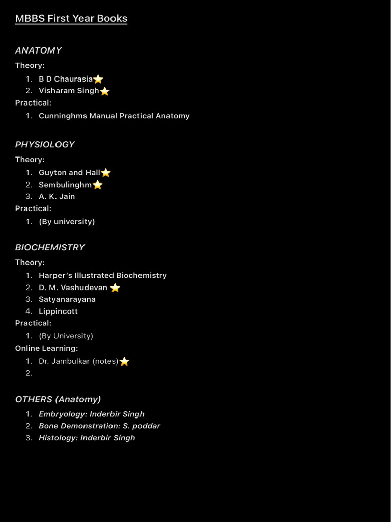 MBBS First Year Books | PDF