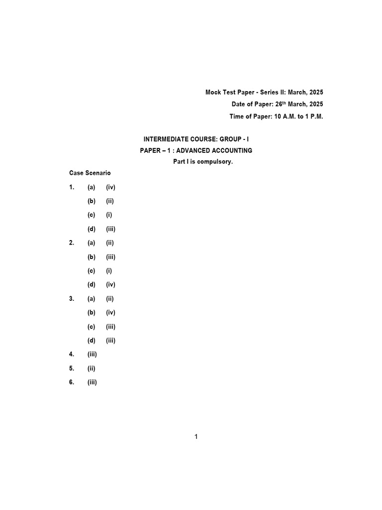 CA Inter Advanced Accounts Series 2 MTP Solution May 25 Exams | PDF ...