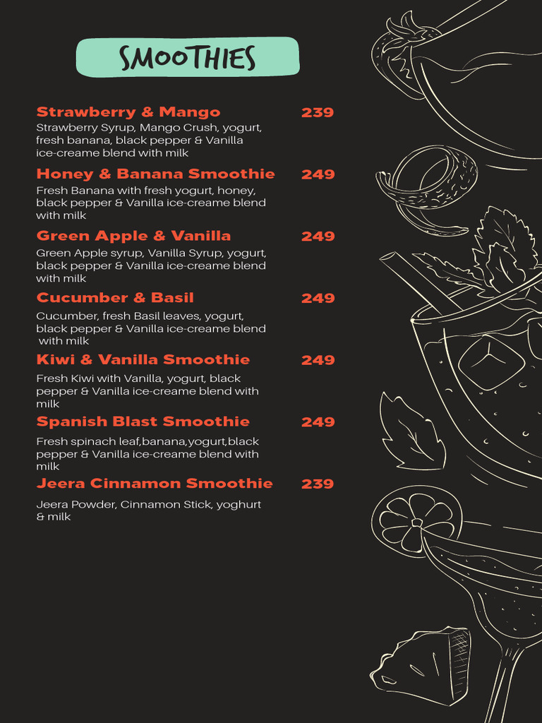 Skylite New Mocktail Menu Pages | PDF | Drink | Yogurt